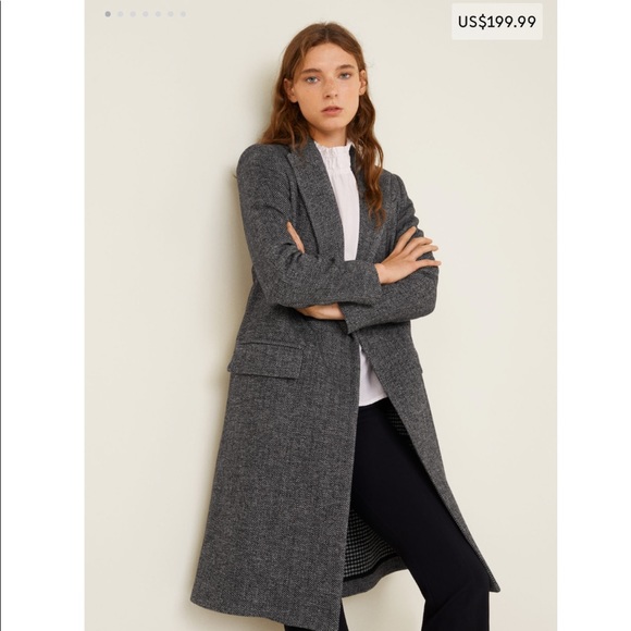 Mango | Jackets & Coats | Nwt Mango Grey Herringbone Lapel Structured ...